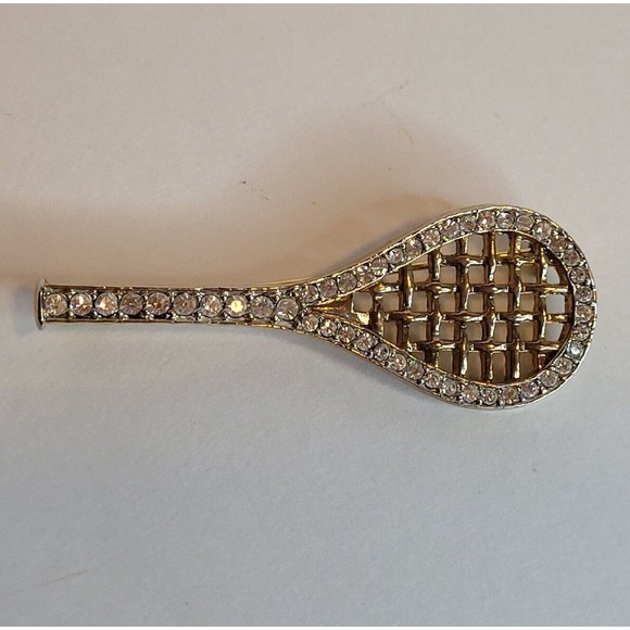 Unbranded | Jewelry | Vintage Crystal Rhinestone Tennis Racket Brooch ...